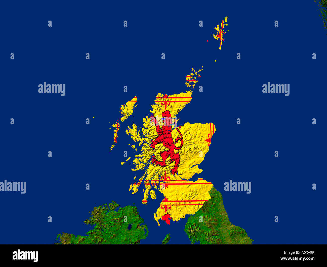 Scotland map satellite hi-res stock photography and images - Alamy