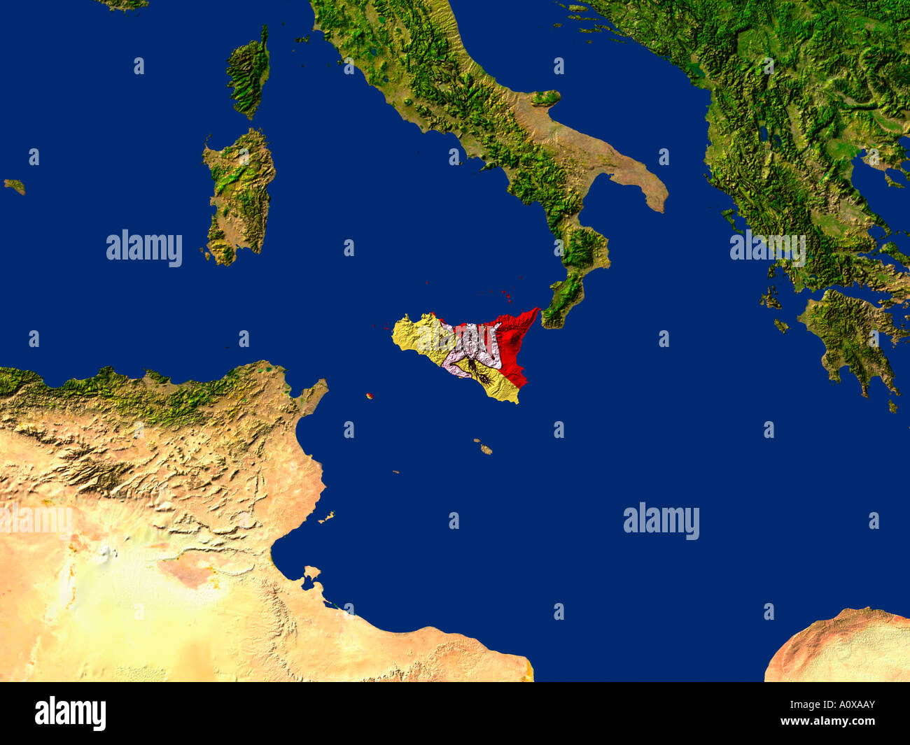 Map satellite geography sicily hi-res stock photography and images - Alamy