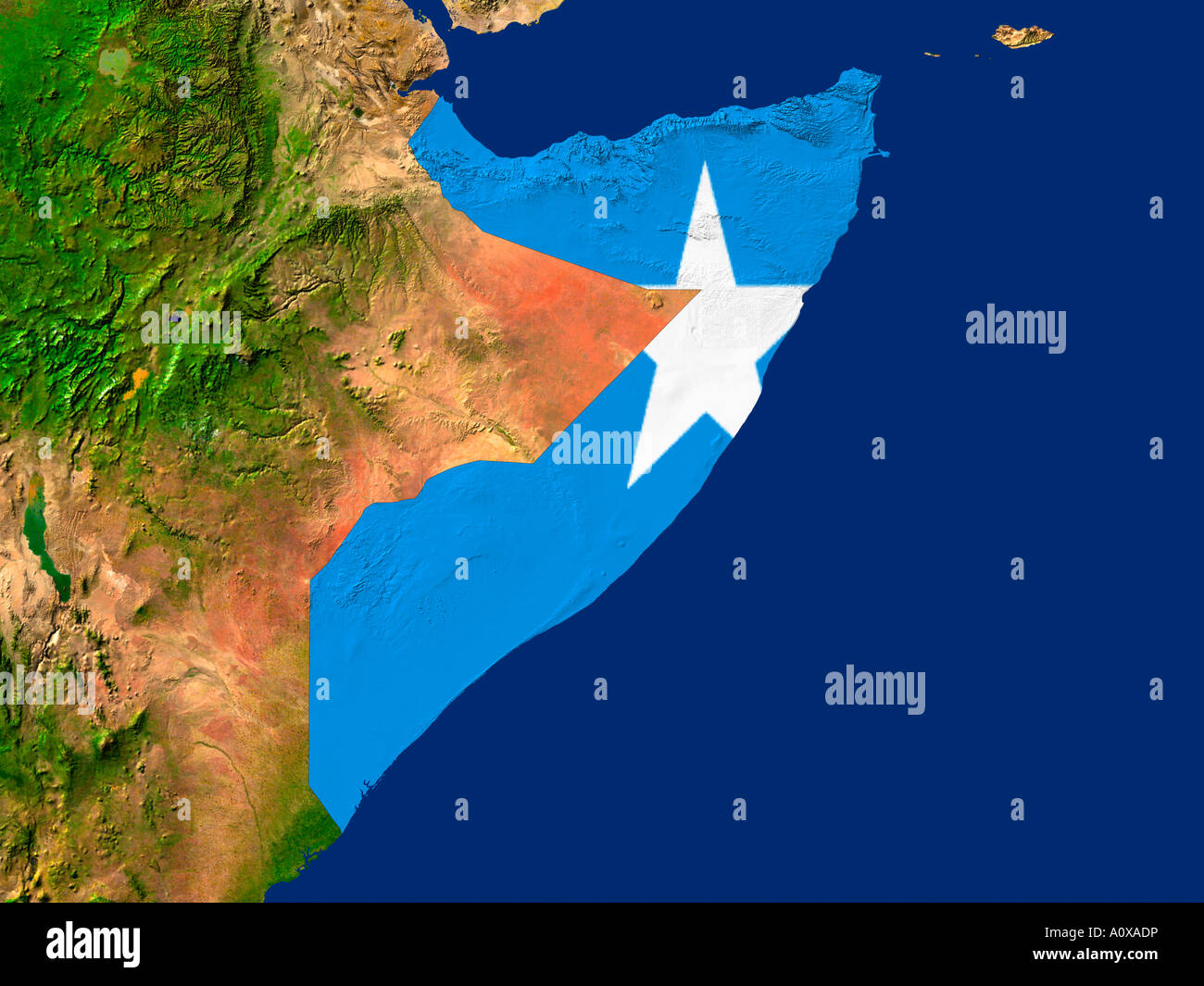 Somalia map satellite geography hi-res stock photography and images - Alamy