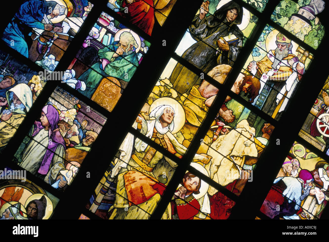 Stained glass window of Art Nouveau artist Alfons Mucha St Vitus ...