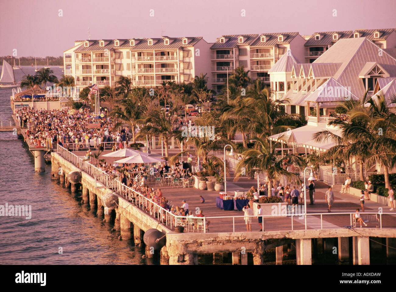 Crowds viewing sunset Key West Florida United States of America North ...