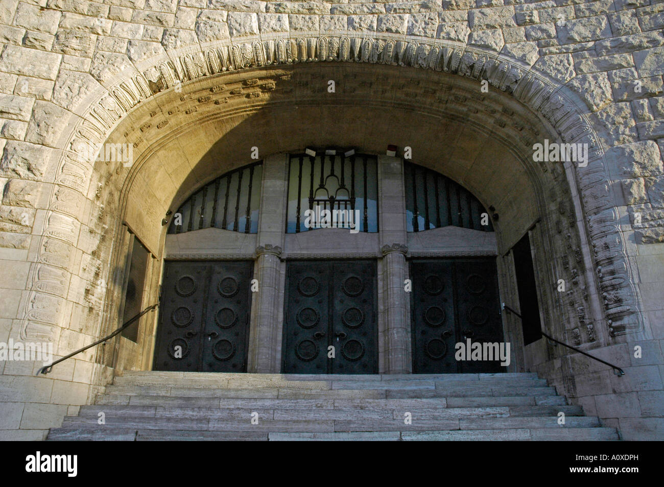 Entrance doors, old synagogue, Essen, North Rhine-Westphalia, Germany ...