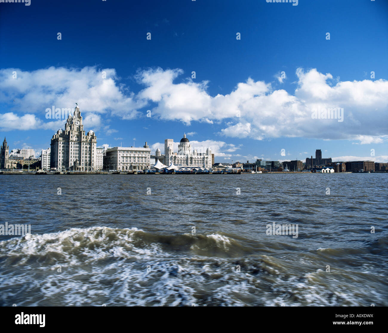 Liverpool and the River Mersey Merseyside England United Kingdom Europe ...