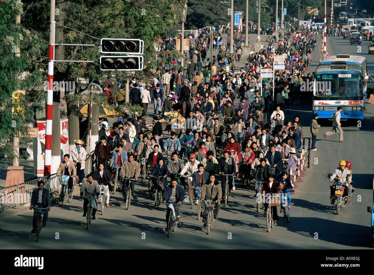 Bicycles in the rush hour Kunming Yunnan province China Asia Stock ...