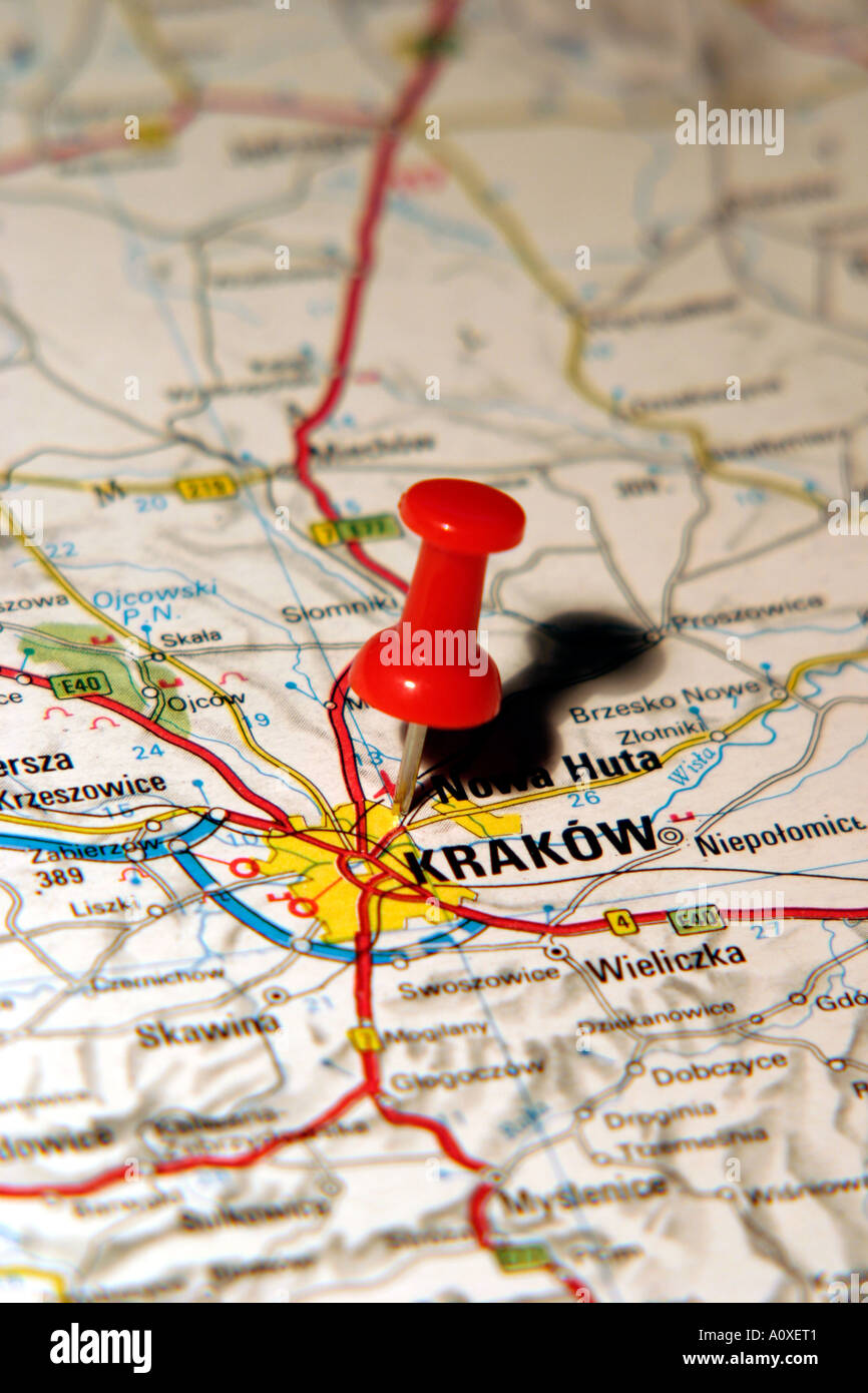 Krakow map hi-res stock photography and images - Alamy