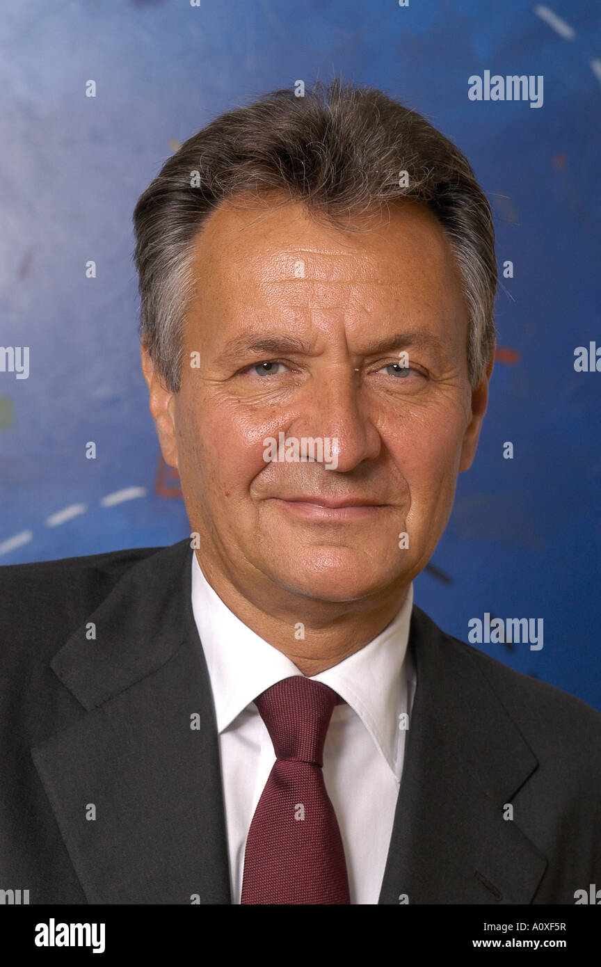 Michael Frenzel, chairman of the TUI AG with a model airplane Stock ...