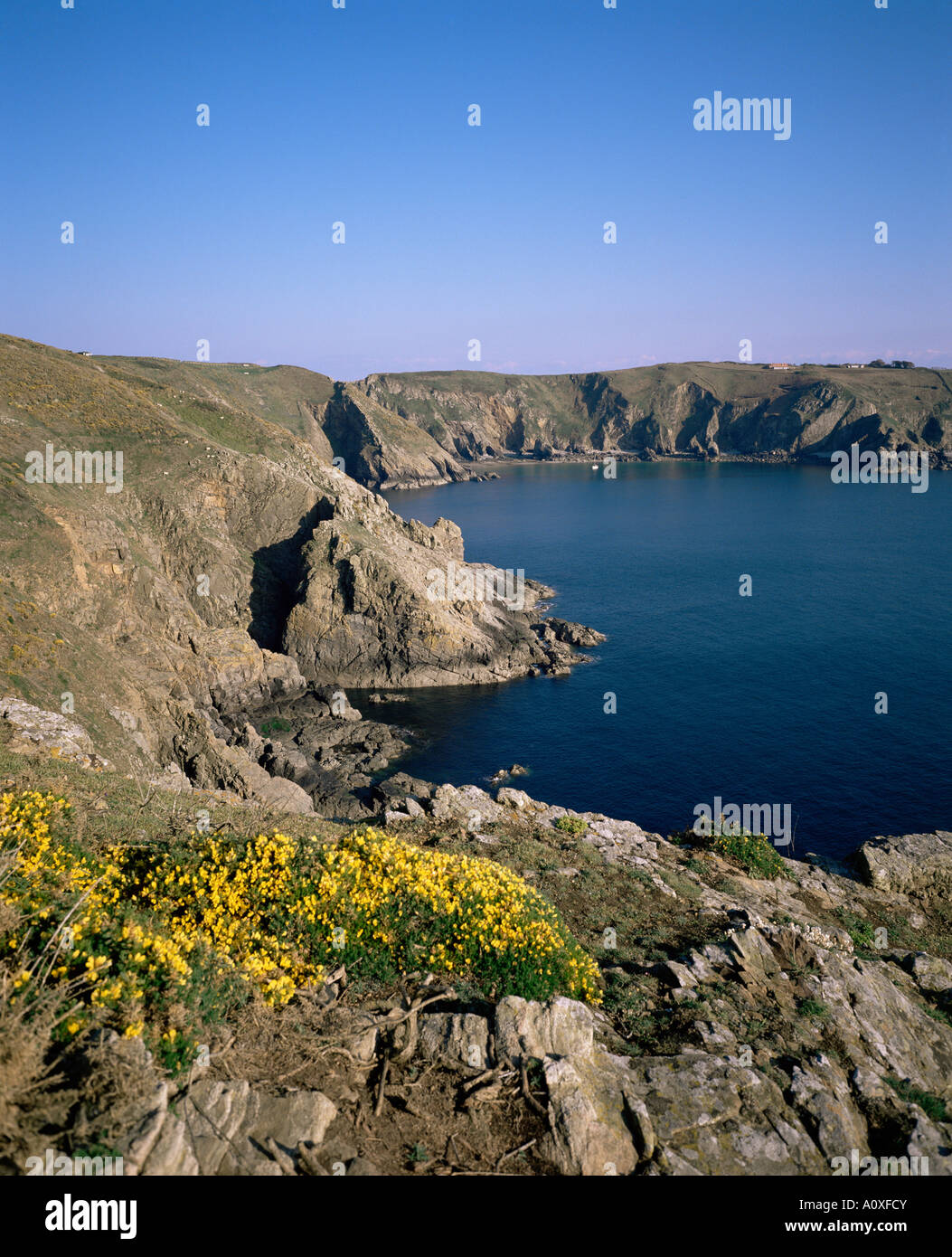 View south to Little Sark along west coast of Sark Channel Islands ...