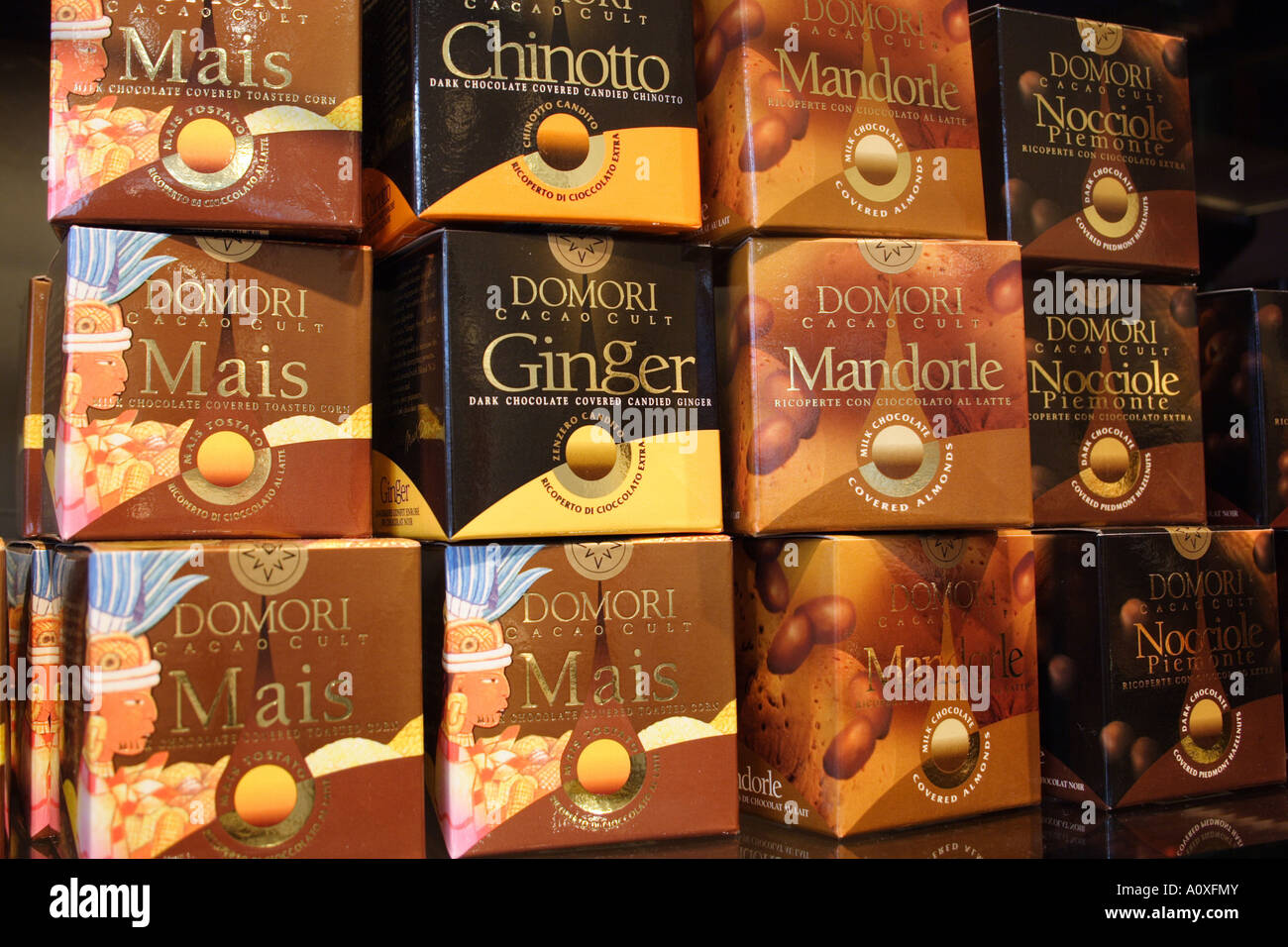 Domori chocolate parcels Stock Photo - Alamy