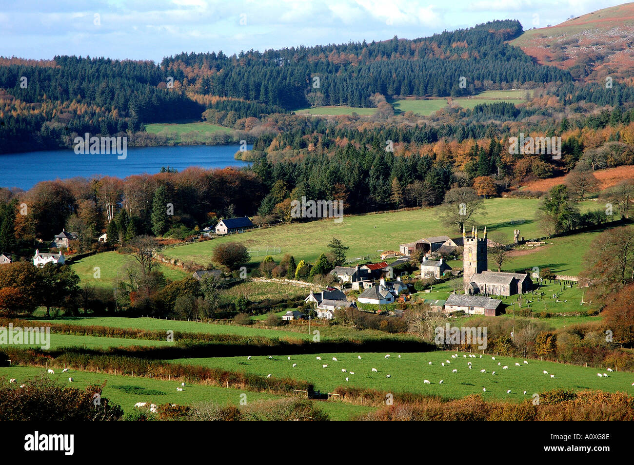 Sheepstor village Burrator Reservoir Dartmoor Devon Stock Photo - Alamy