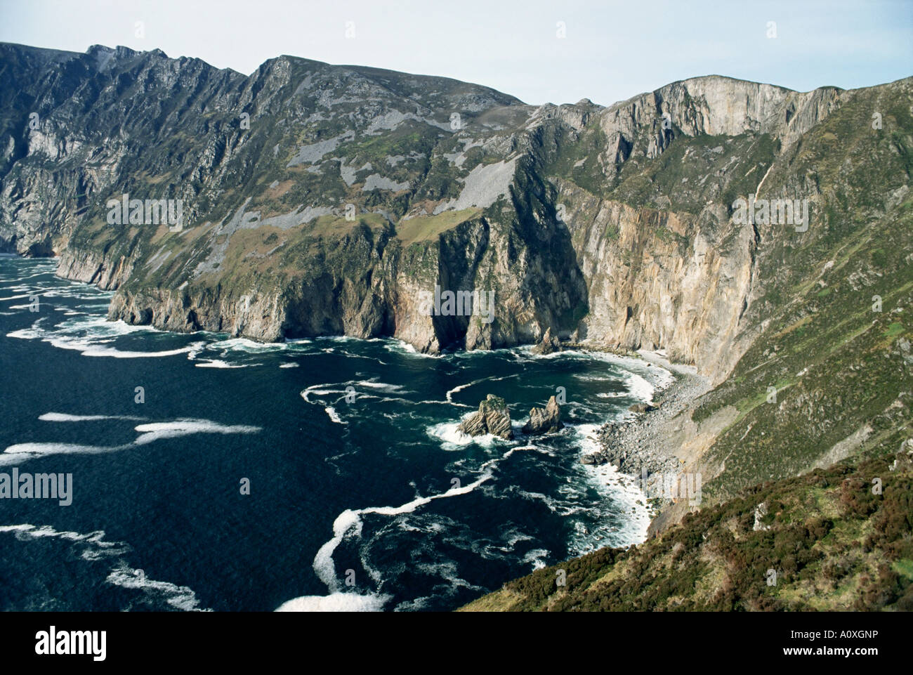 Slieve League sea cliffs rising to 300m County Donegal Ulster Eire ...