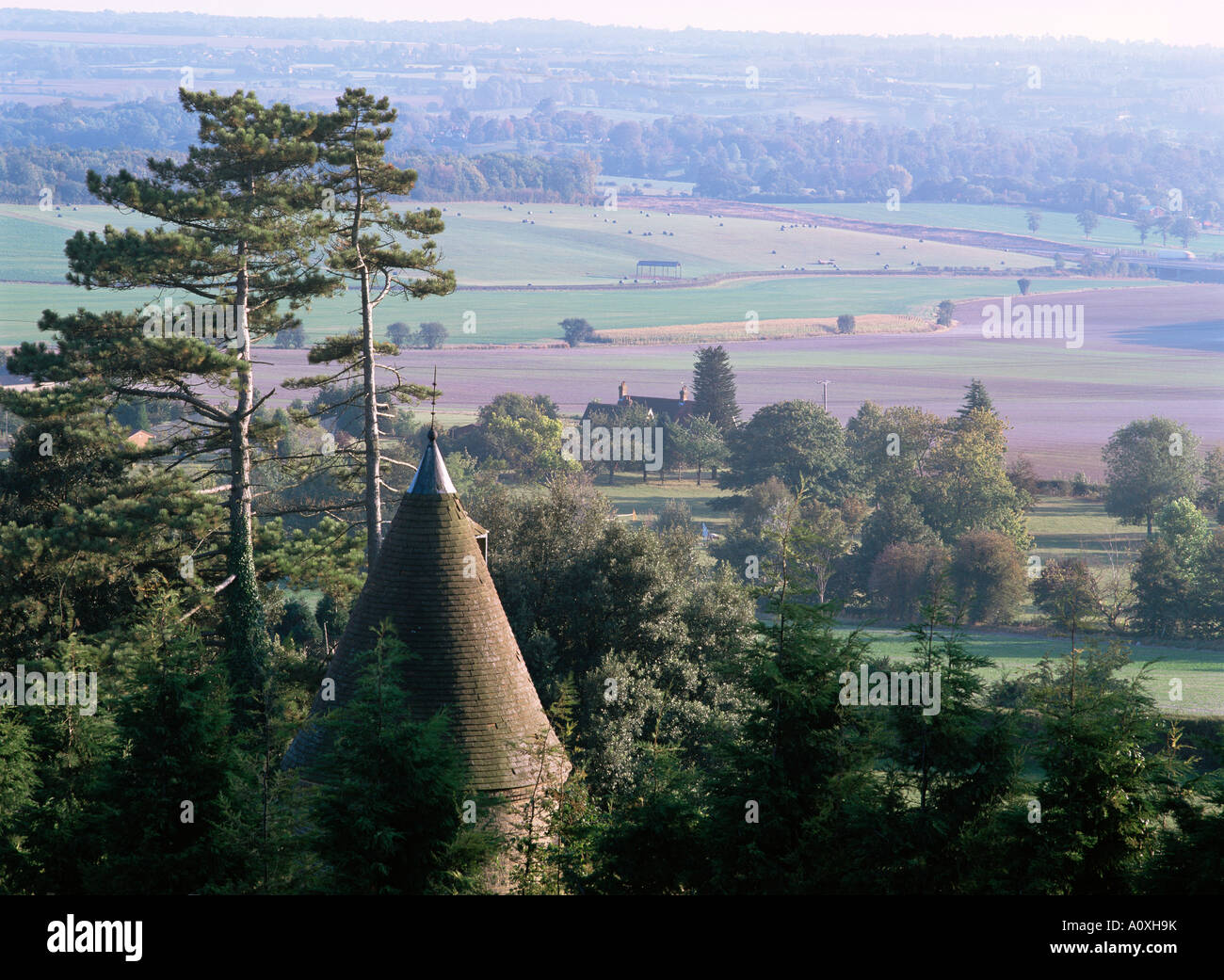 Roof of oasthouse Thurnham village near Maidstone North Downs Kent ...