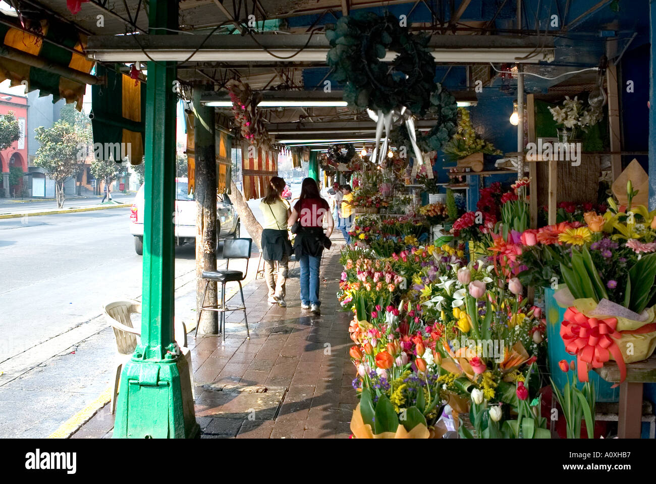 Flower market in Mexico City Mercado de las Flores Stock Photo - Alamy