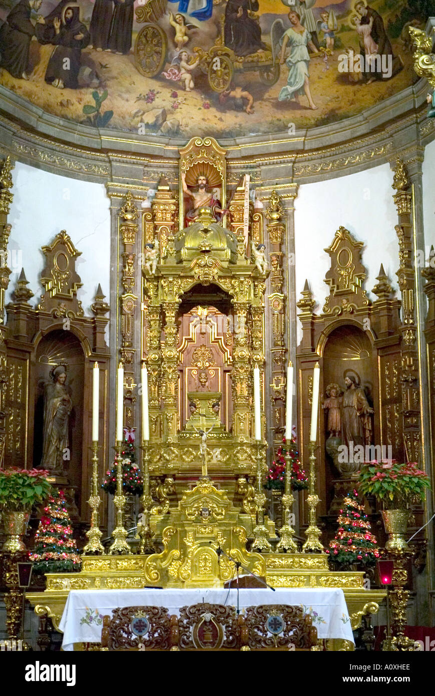 Altar of the Church of Saint John the Baptist in Coyoacan Mexico City ...