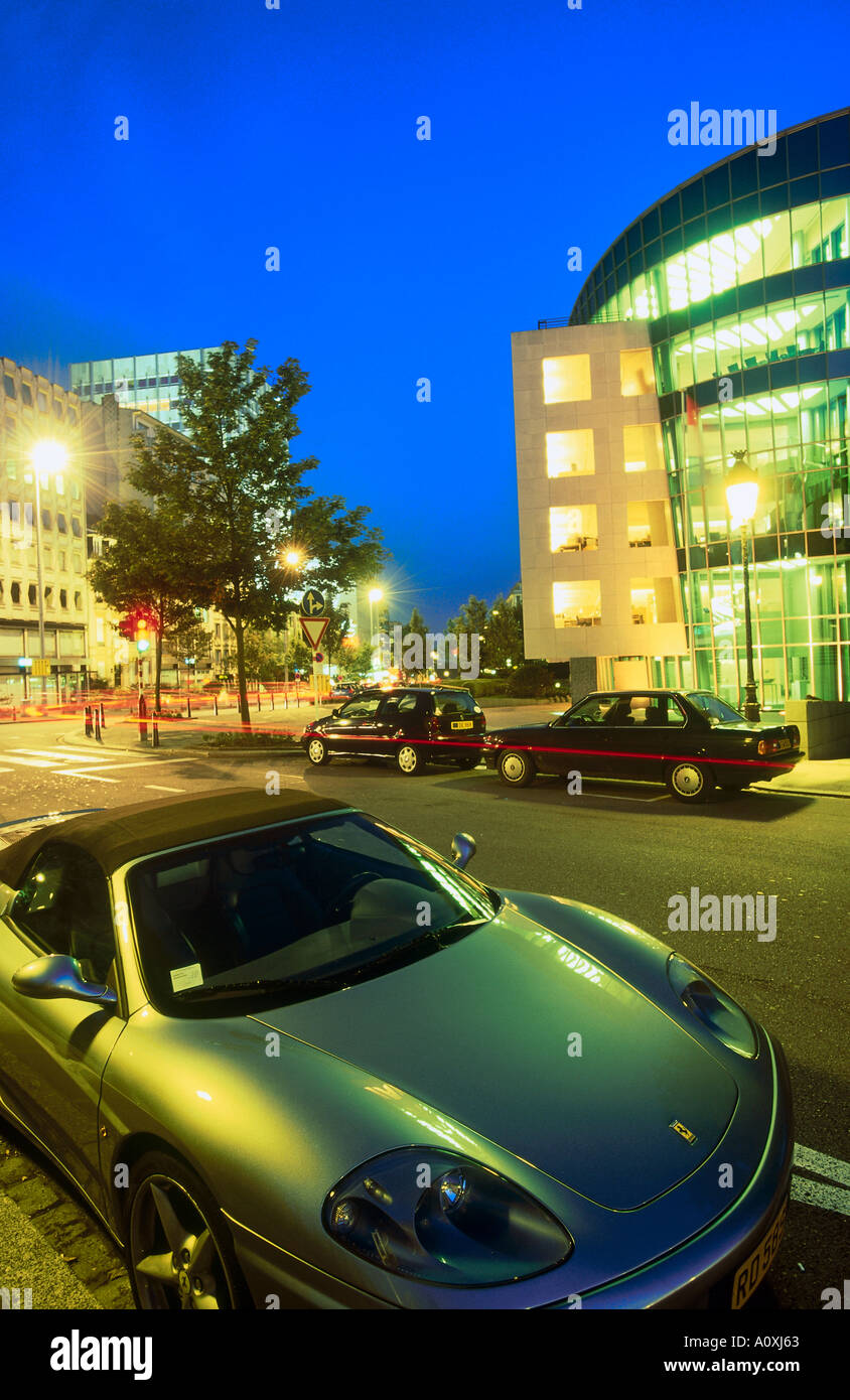 Cars parked at roadside, Boulevard Royal, Luxembourg City, Luxembourg ...