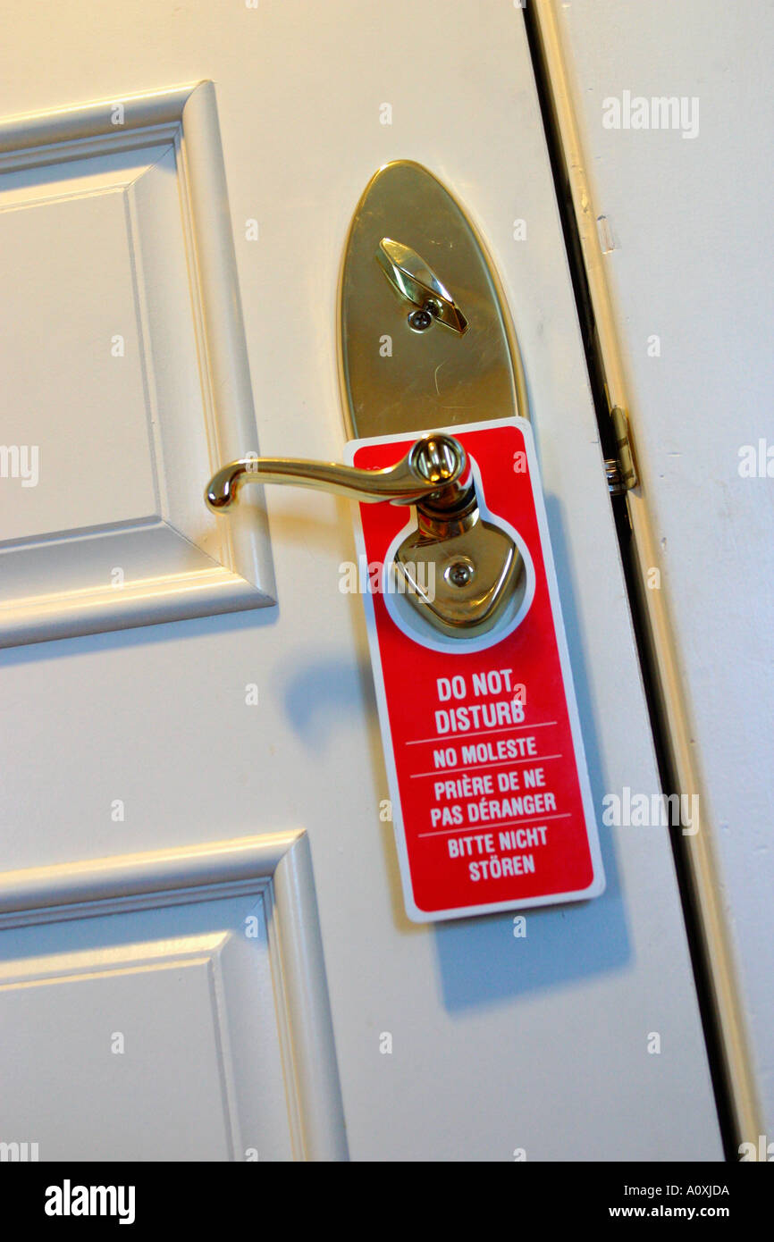 Do Not Disturb sign on Door at Hotel Room Stock Photo - Alamy