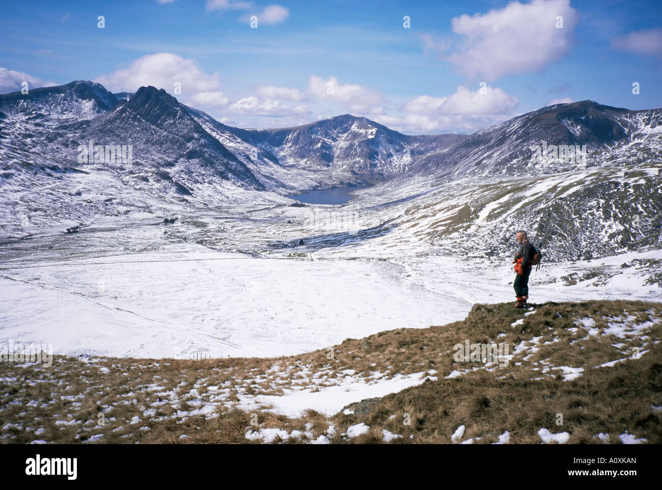 Winter walking in the Carneddau mountains Snowdonia National Park Wales ...