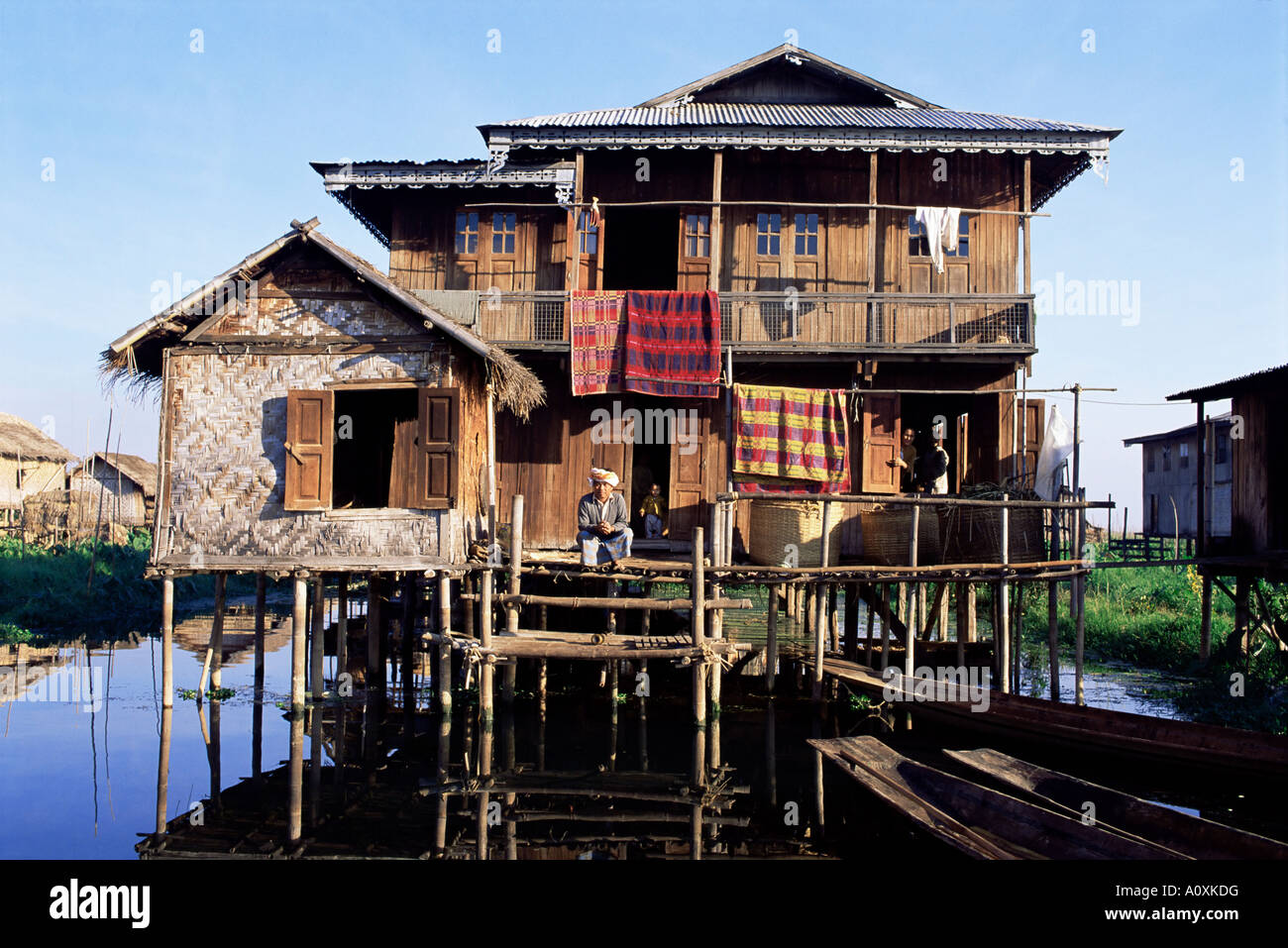 House on stilts of Shan family Inle Lake Shan States Myanmar Burma Asia ...