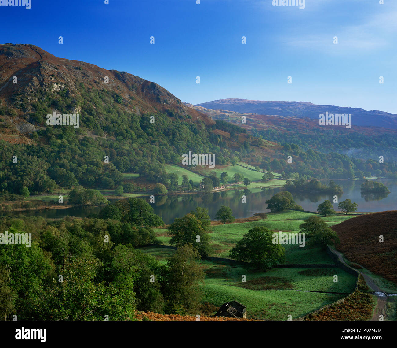 Rydal Water from Loughrigg Terrace Lake District National Park Cumbria ...