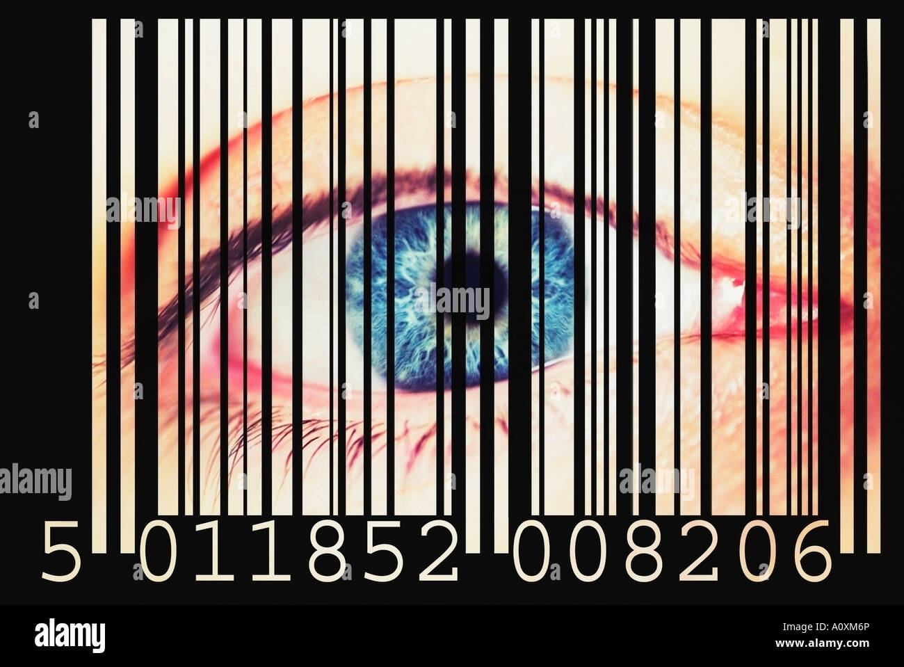 Human Eye Through a Barcode Biometric Concept Close Up Stock Photo - Alamy