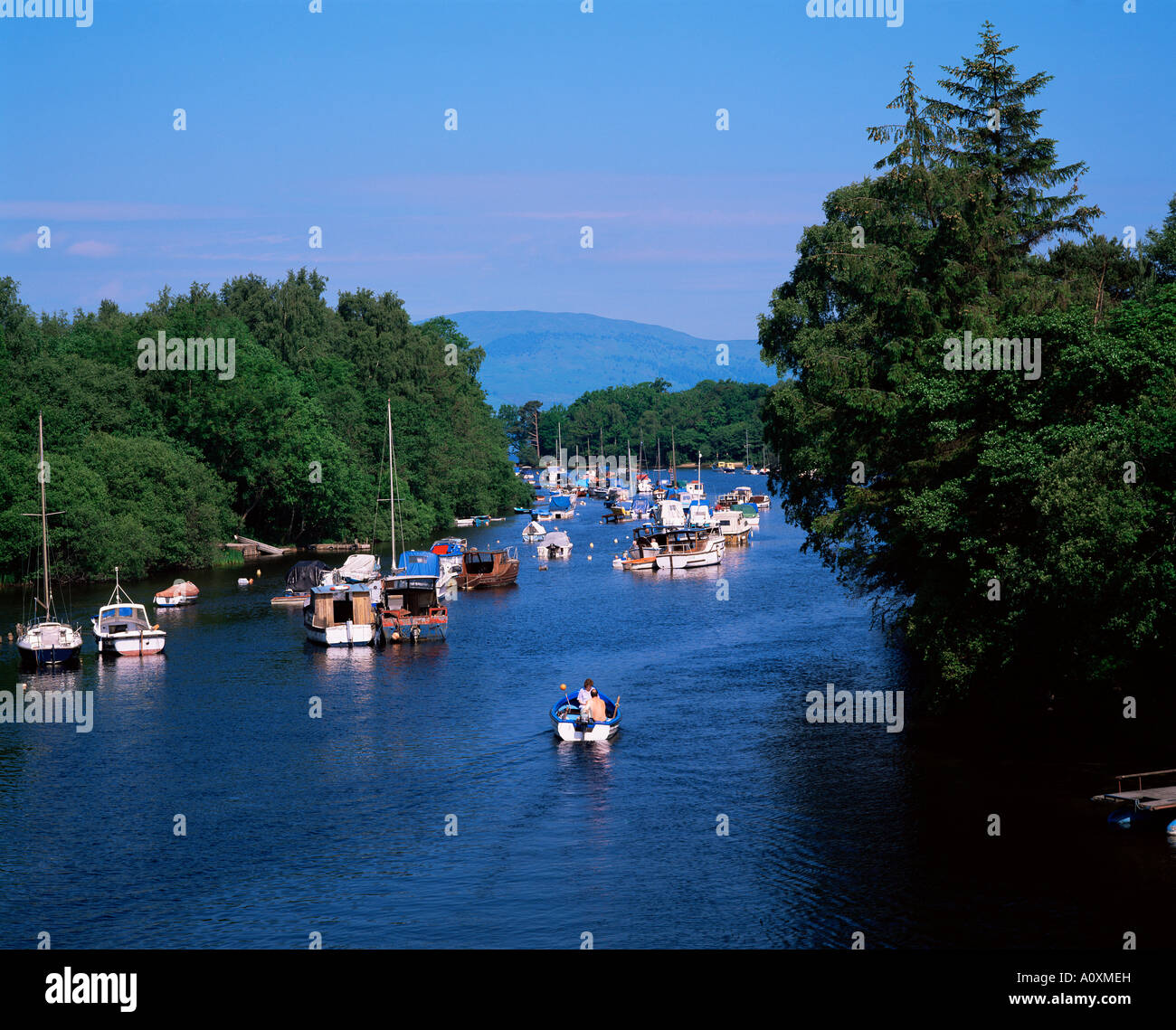 River Leven at Balloch leading into Loch Lomond Strathclyde Scotland ...