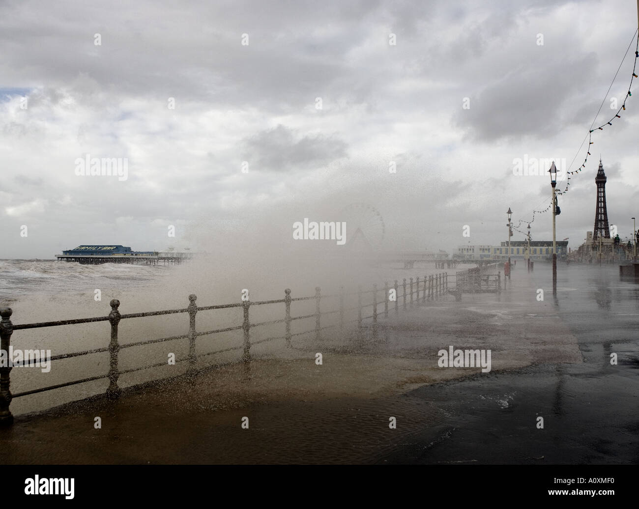 Blackpool Promenade Stormy weather Stock Photo - Alamy