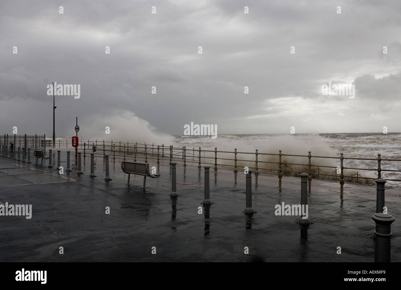 Blackpool Promenade Stormy weather Stock Photo - Alamy