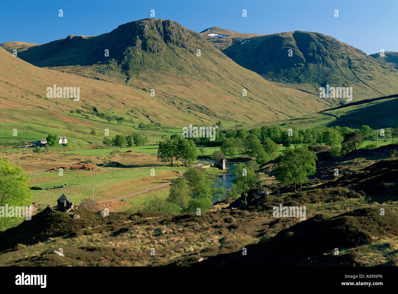 Glen Lyon River Lyon and Meggernie Castle Tayside Scotland United ...