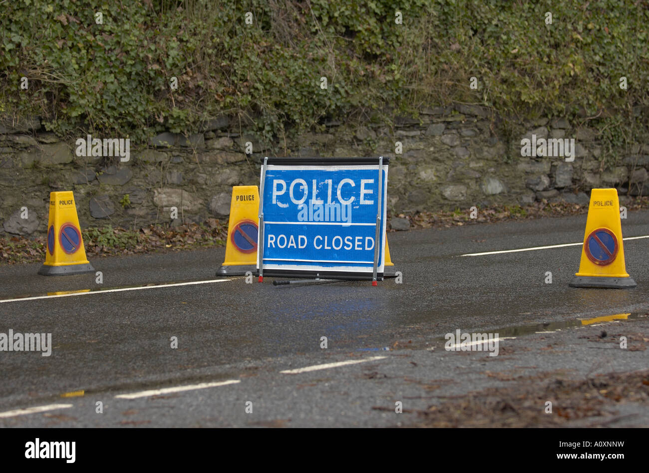 Police road closed flood hi-res stock photography and images - Alamy