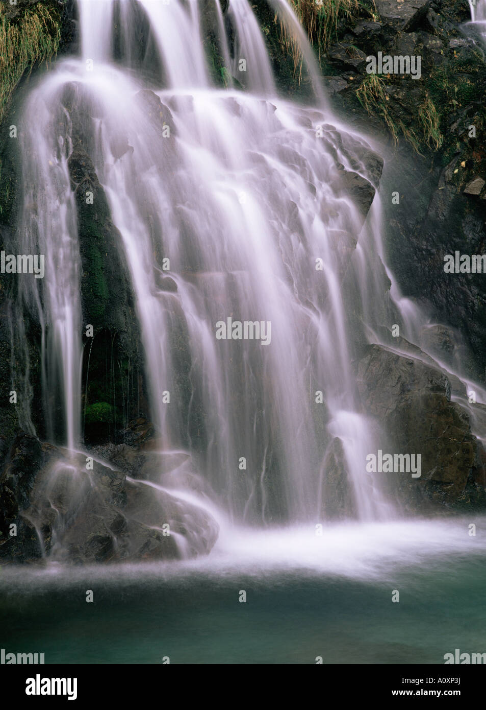 Detail of waterfall on Mosedale Beck Wastwater Lake District Cumbria ...