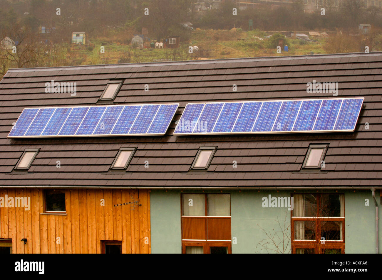 New houses under construction with solar panels hi-res stock ...