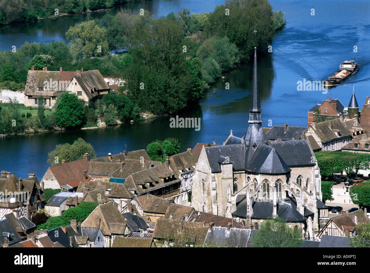 Petit Andely Les Andelys and River Seine Haute Normandie Normandy ...