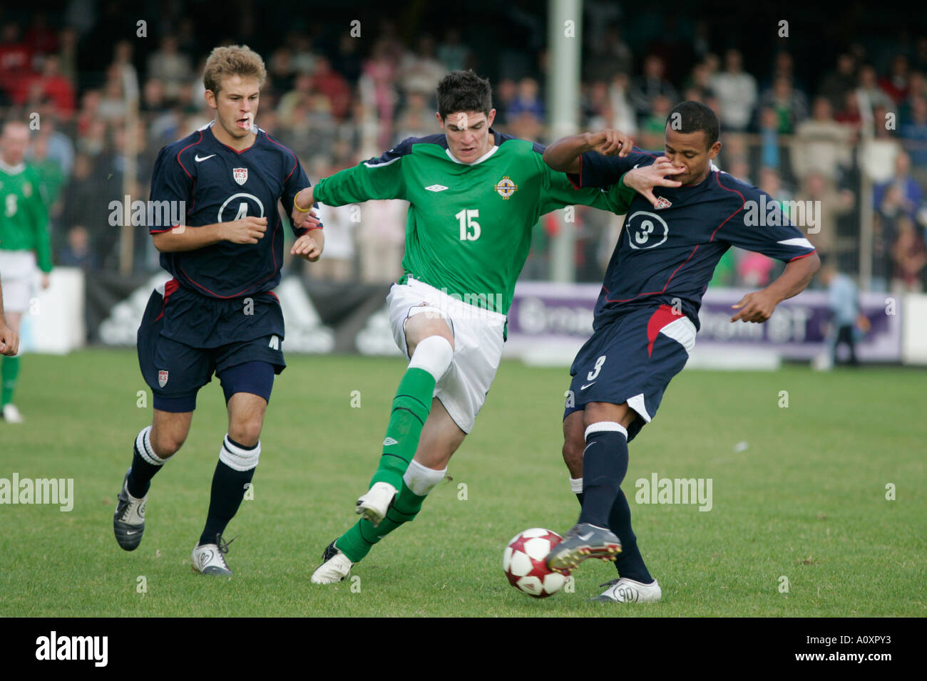 USAs Jamil Roberts 3 and Karl Schilling 4 challenge Northern Irelands ...