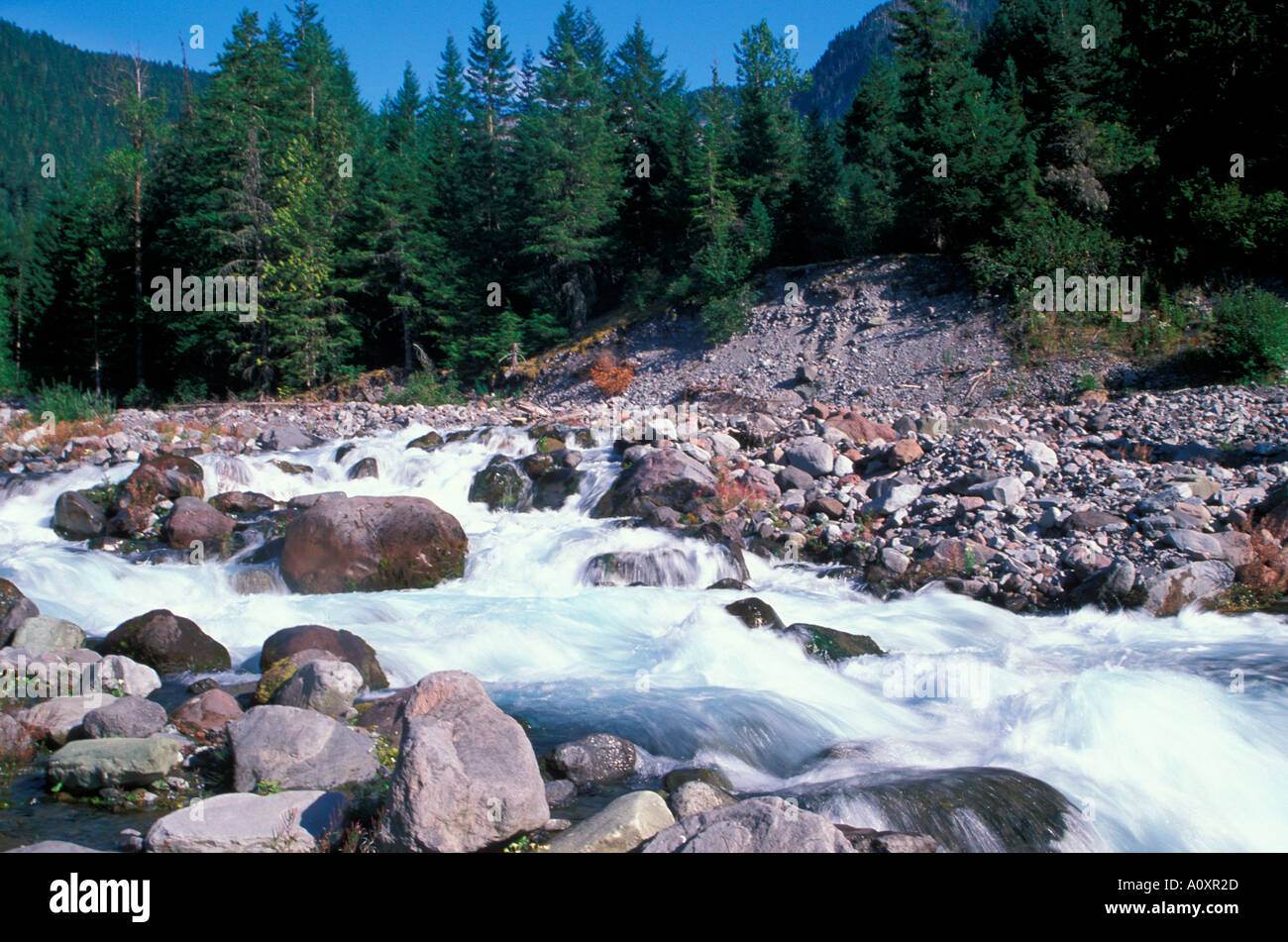 Glacial stream flowing from the Garibaldi lakes British Columbia Canada ...