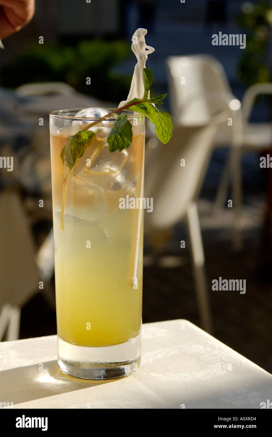 Mojito Cuban cocktail made from Rum Lime Mint leaves sugar and ...