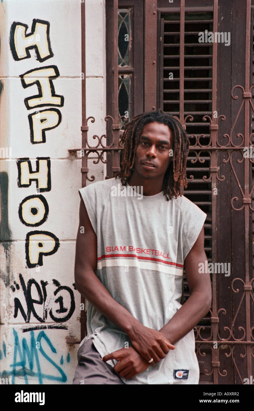 Havana, Cuba. Hip Hop artist Deno (Denis Penalver Medina) outside his ...