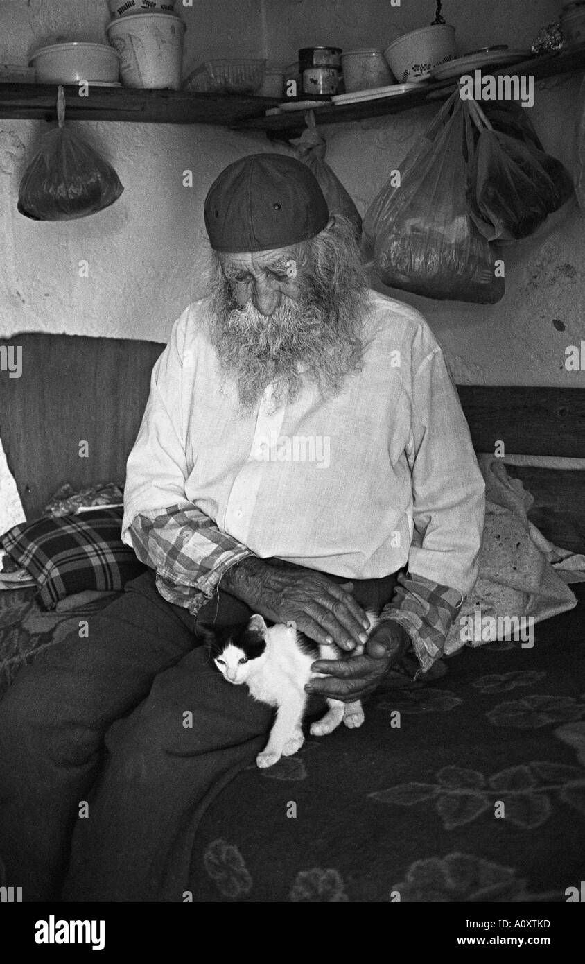 Old man greek islands greece Black and White Stock Photos & Images - Alamy