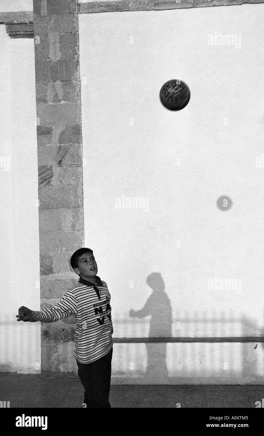 Football header boy Black and White Stock Photos & Images - Alamy