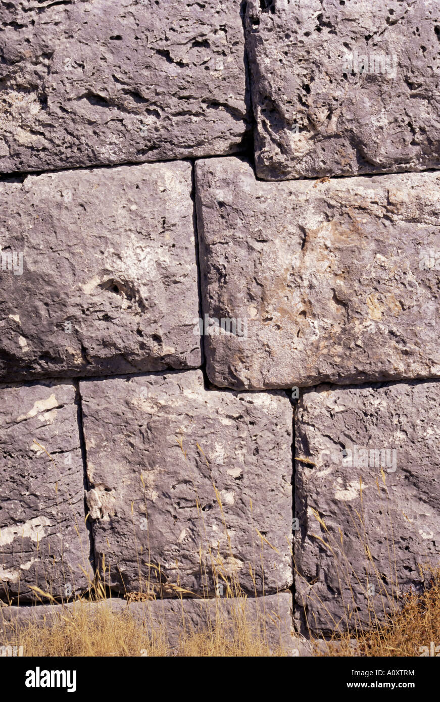 Close up of Polykrates wall Pythagono island of Samos Dodecanese Greece ...