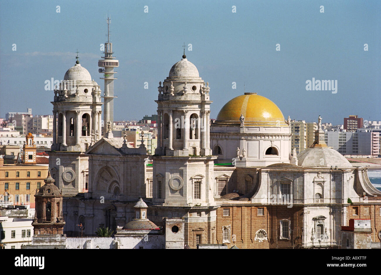 Cadiz city in Spain The yellow domed baroque Cathedral of Cadiz Stock ...