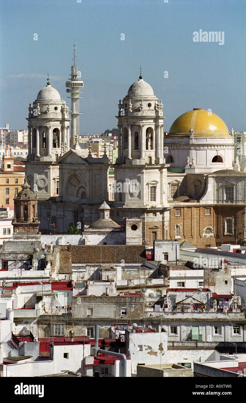 Cadiz city in Spain The yellow domed baroque Cathedral of Cadiz Stock ...