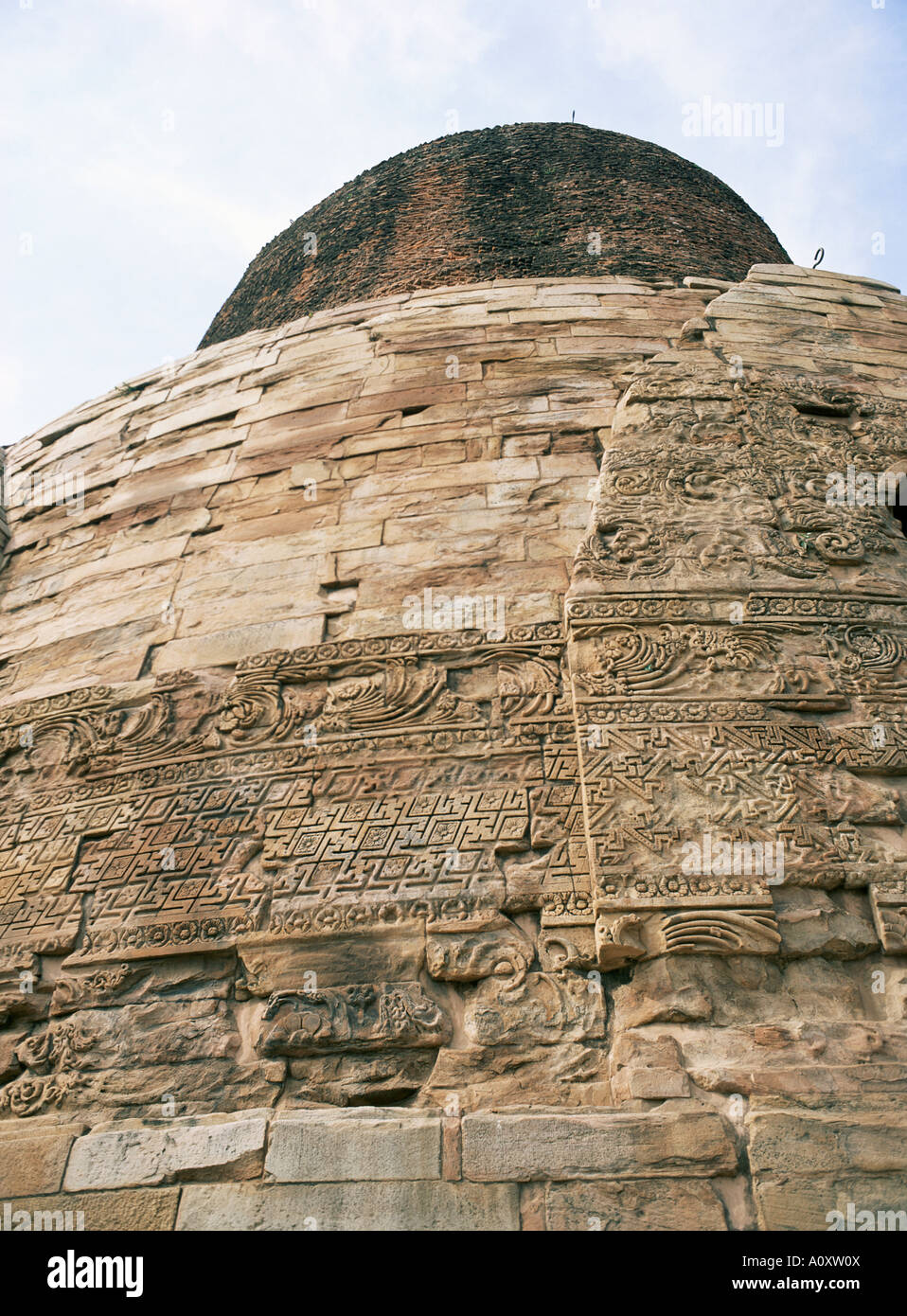 Detail of Gupta designs on Dhamek Stupa Sarnath near Varanasi Uttar ...