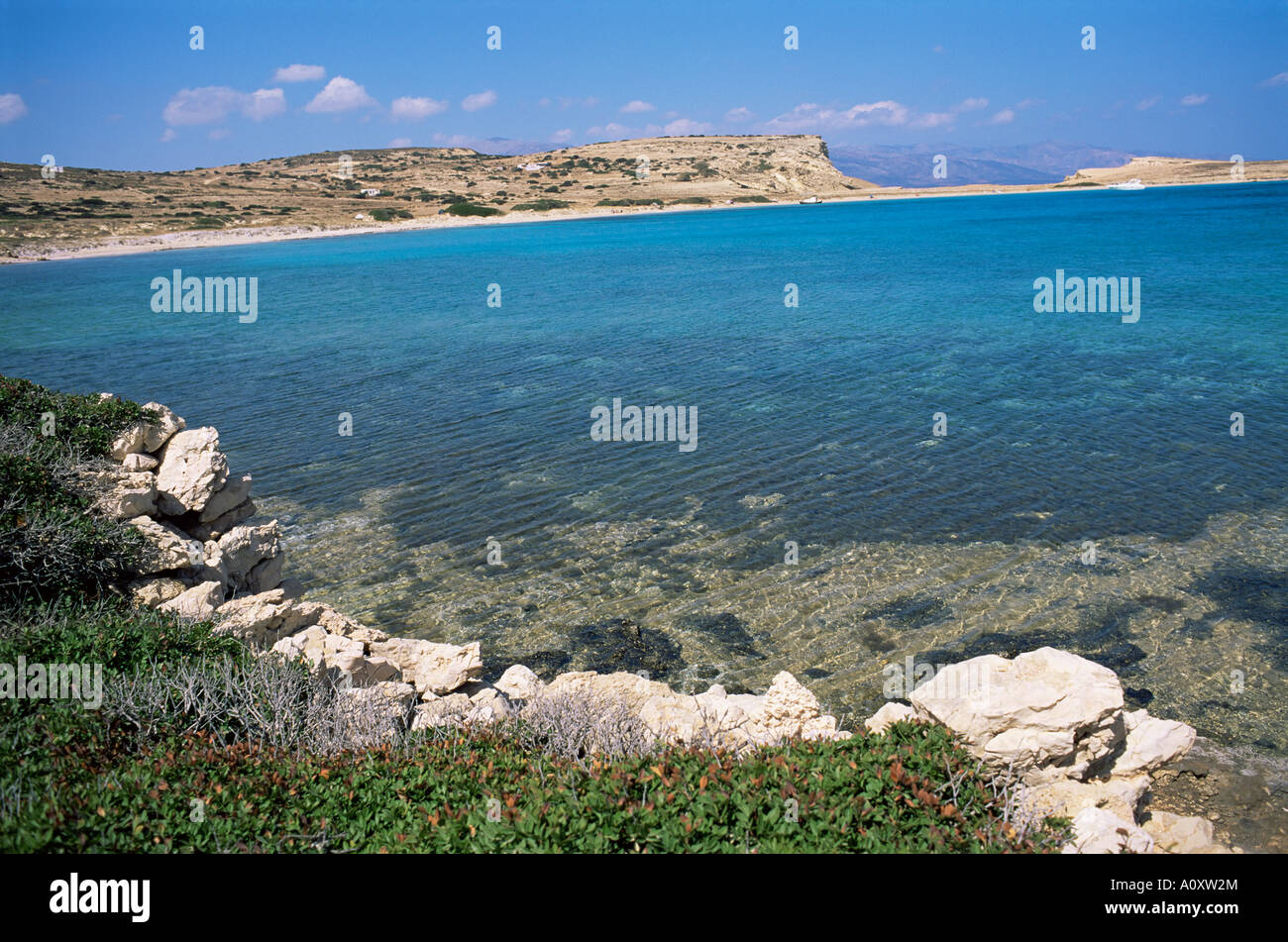 Pori Bay with beach eastern end of the island of Koufounissia Lesser ...