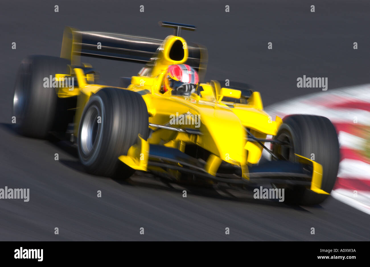 yellow Formula One race car on the track in 2005 Stock Photo - Alamy