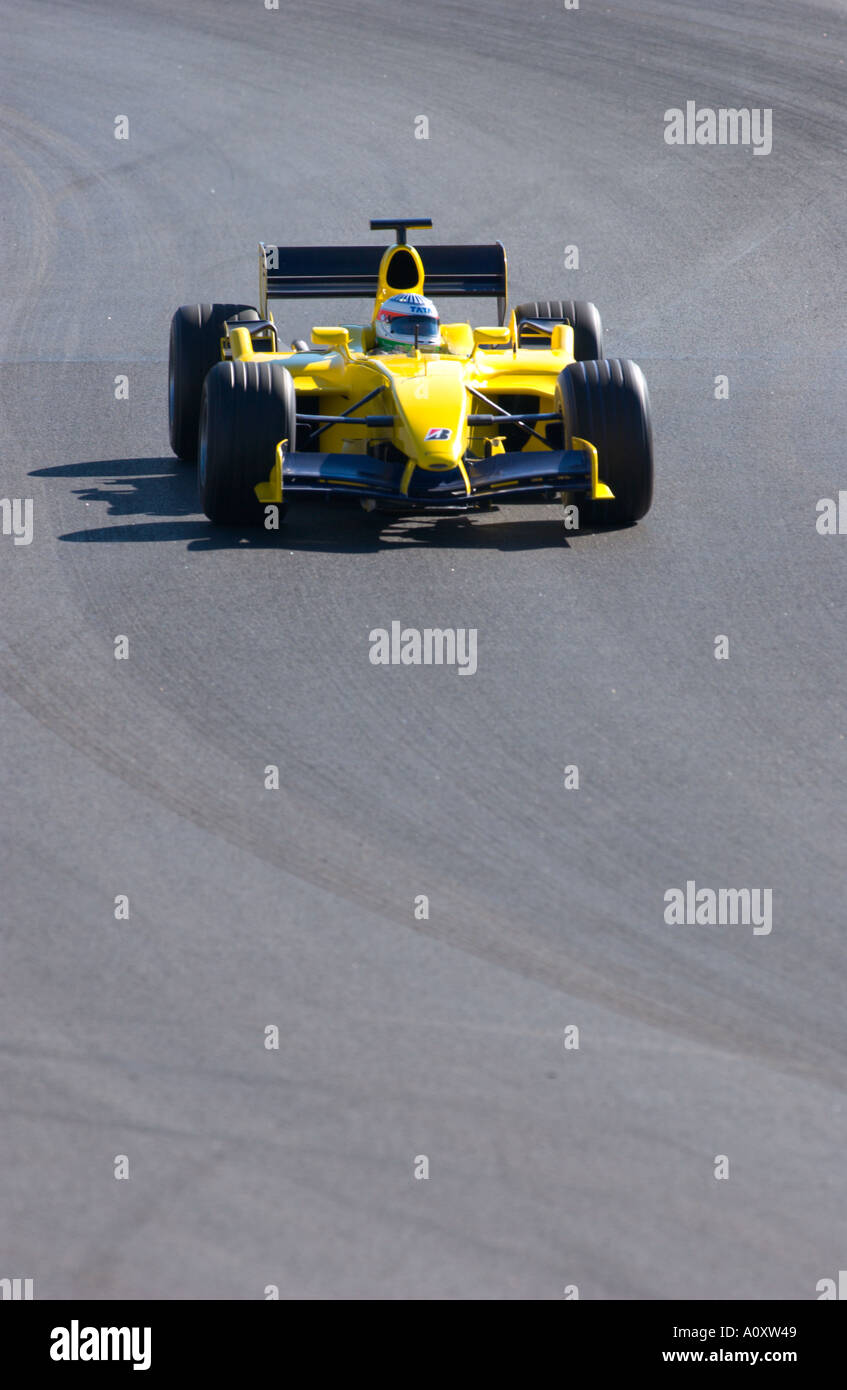 yellow Formula One racecar on the track in 2005 Stock Photo - Alamy