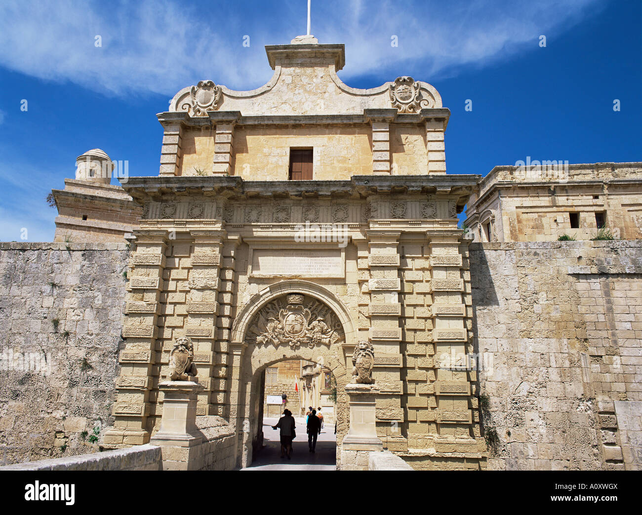 The main gate of the ancient city of Mdina Malta Europe Stock Photo - Alamy