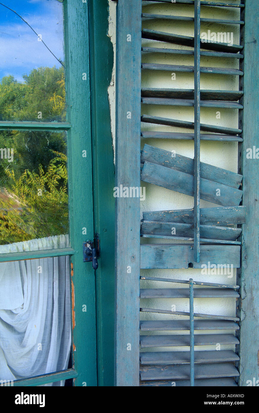 Old blue window and shutter Los Loceros New Mexico USA Stock Photo - Alamy