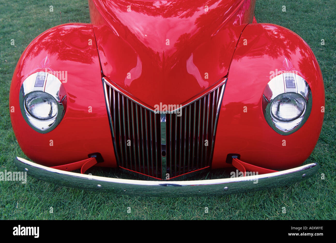 Red hot rod car front Stock Photo - Alamy