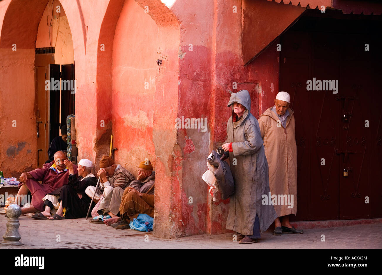 People in a street at the Medina old Town Marrakesh Morocco Stock Photo ...