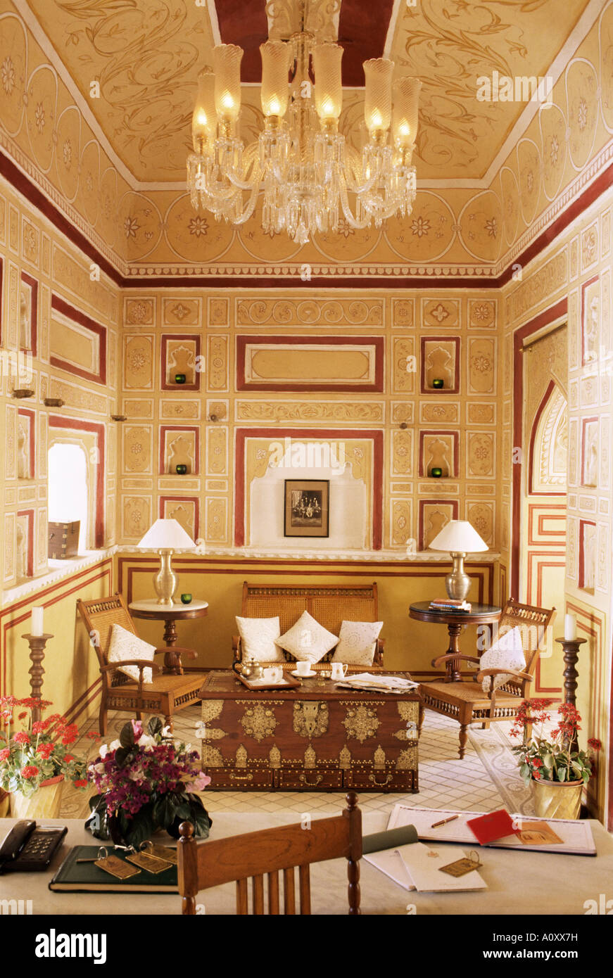 Reception area for arriving guests with reproduction colonial style ...