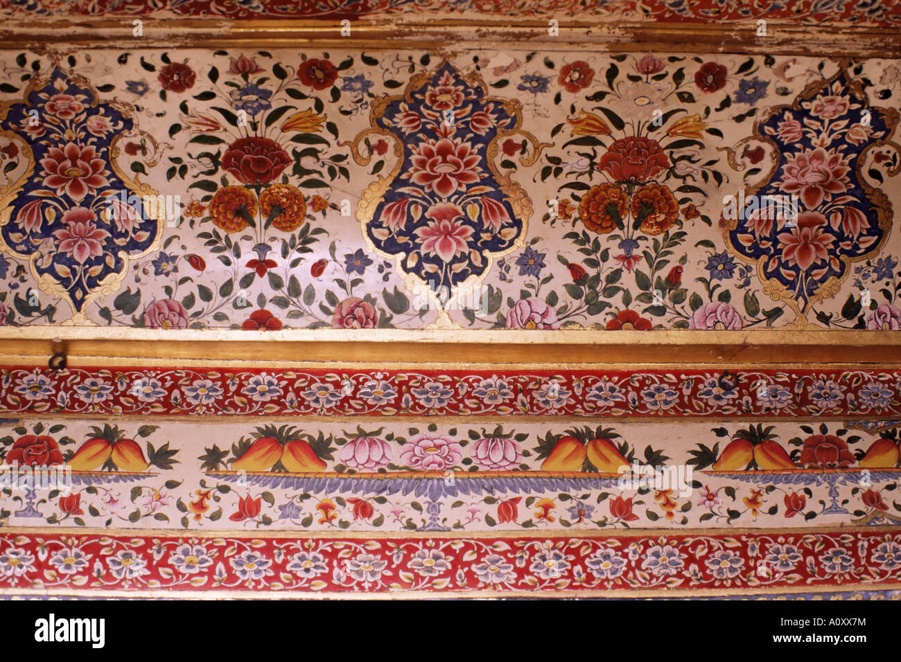Detail of painted ceiling in the Sultan Mahal Samode Palace Samode ...